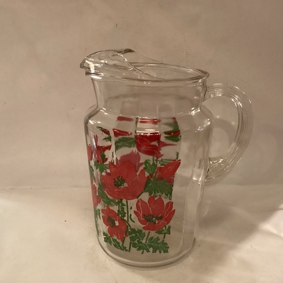 Dining | Mid Century Glass Pitcher Poppies | Poshmark